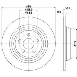 Hella Bremsscheibe 8dd355126551 316mm 11mm f&uuml;r Ford LINCOLN (CHANGAN)