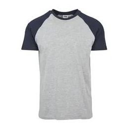 T-Shirt Urban Classics "Urban Classics Herren Raglan Contrast Tee", Damen, Gr. S, grau, navy, 100% Baumwolle, mehrfarbig, normal, Rundhals, Shirts T-Shirt