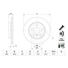 Bosch Bremsscheibe 0986479h70 bel&uuml;ftet 280mm 20mm f&uuml;r BMW