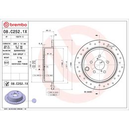 Brembo Bremsscheibe 08.C252.1X Gelocht 286mm 10mm f&uuml;r Subaru TOYOTA
