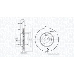 MAGNETI MARELLI Bremsscheibe 360406006901 Innenbel&uuml;ftet-Bel&uuml;ftung mit tropfenf&ouml;rmigen Fl&uuml;geln 288mm 25mm f&uuml;r MERCEDES-BENZ