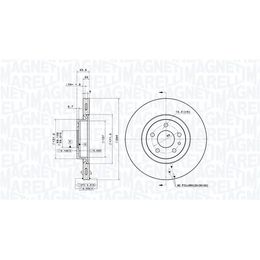 MAGNETI MARELLI Bremsscheibe 360406000301 Innenbel&uuml;ftet-Bel&uuml;ftung mit tropfenf&ouml;rmigen Fl&uuml;geln 284mm 22mm f&uuml;r OPEL FIAT ALFA ROMEO VAUXHALL