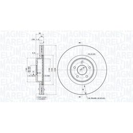 MAGNETI MARELLI Bremsscheibe 360406125201 Innenbel&uuml;ftet-Bel&uuml;ftung mit tropfenf&ouml;rmigen Fl&uuml;geln 336mm 28mm f&uuml;r FORD