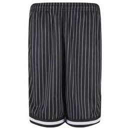 Shorts Urban Classics "Urban Classics Herren Striped Mesh Shorts", Herren, Gr. L, US-Gr&ouml;&szlig;en, schwarz, wei&szlig;, 100% Polyester, gestreift, loose fit, Hosen Shorts