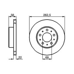 Bosch Bremsscheibe 0986478283 bel&uuml;ftet 262mm 22mm f&uuml;r Volvo