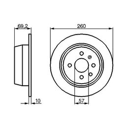 Bosch Bremsscheibe 0986478086 voll 260mm 10mm f&uuml;r Opel Vaughall
