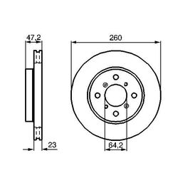 Bosch Bremsscheibe 0986478415 bel&uuml;ftet 260mm 23mm f&uuml;r HONDA