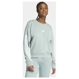 Sweatshirt Adidas SPORTSWEAR "ESSENTIALS 3-STREIFEN FRENCH TERRY", Damen, Gr. L, wonder sage, wei&szlig;, Obermaterial: 55% Baumwolle, 36% Polyester, 9% Viskose, normal, Rundhals, angesetztes B&uuml;ndchen, Sweatshirts Sweatshirt