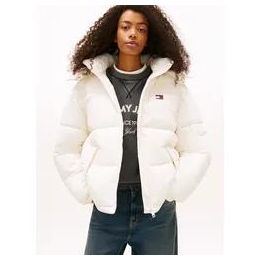 Tommy Hilfiger Steppjacke TOMMY JEANS "TJW OVS HOODED FLAG PUFFER EXT", Damen, Gr. M (38), ancient wei&szlig;, Steppware, Obermaterial: 100% Nylon, unifarben, regular fit, B&uuml;ndchen, Jacken Steppjacke