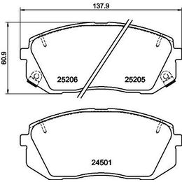 Hella Bremsbelagsatz, Scheibenbremse 8db355025981 f&uuml;r HYUNDAI KIA