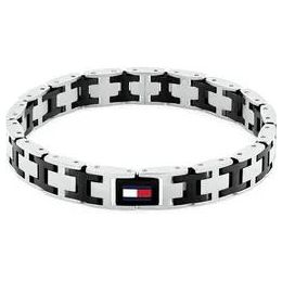 Gliederarmband Tommy Hilfiger "H-LINK", edelstahlfarben, schwarz, blau, rot, wei&szlig;, Armb&auml;nder, Herren, 19cm, Edelstahl, Gliederarmband