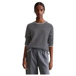 Marc O'Polo Strickpullover MARC O'POLO DENIM "aus Compact Cotton", Damen, Gr. L, dunkelblau, Obermaterial: 100% Baumwolle, gestreift, Rundhals, Pullover Strickpullover