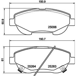 Hella Bremsbelagsatz, Scheibenbremse 8db355015691 f&uuml;r TOYOTA