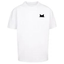 T-Shirt Merchcode "Merchcode Halloween - Cat Tee", Damen, Gr. 5XL, wei&szlig;, 100% Baumwolle, bedruckt, oversize, Rundhals, Shirts T-Shirt