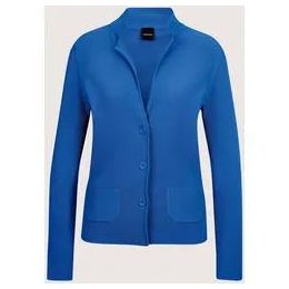 Madeleine Mode Strickjacke MADELEINE "Strickblazer Sportiver Blazer mit Stehkragen", Damen, Gr. 48, blau (royalblau), Obermaterial: 67% Viskose CV. 33% Polyamid PA., Modern, normal, Strickjacken Strickjacke, modische Schlitze am Armabschlu&szlig;