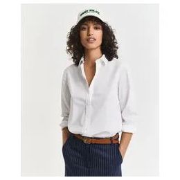Langarmbluse Gant "REG POPLIN SHIRT", Damen, Gr. 42, wei&szlig;, Web, Obermaterial: 100% Baumwolle, regular fit, Blusen
