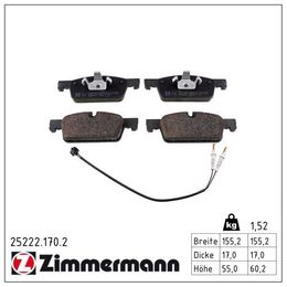 Zimmermann Bremsbelagsatz, Scheibenbremse 252221702 Vorderachse f&uuml;r Citro&euml;n/Peugeot