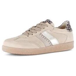 Sneaker Gabor, Damen, Gr. 43, beige, leo, Glattleder, Ziegenveloursleder, Schuhe Sneaker, Freizeitschuh, Halbschuh, Schn&uuml;rschuh mit bunten Kontrastbes&auml;tzen