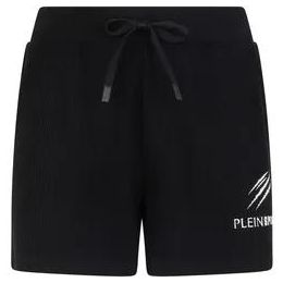 Shorts Plein Sport "Ribbed Loose Fit Shorts Scratch", Damen, Gr. XL, US-Gr&ouml;&szlig;en, 02, schwarz, Obermaterial: 95% Polyester, 5% Elasthan, Hosen Shorts
