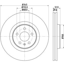 Hella Bremsscheibe 8dd355117181 345mm 30mm f&uuml;r VW (SVW) Audi Porsche