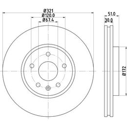Hella Bremsscheibe 8dd355129091 321mm 30mm f&uuml;r Vaughall Opel BUICK (SGM) HOLDEN SAAB