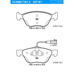 ATE Bremsbelagsatz, Scheibenbremse 13046071812 f&uuml;r Fiat