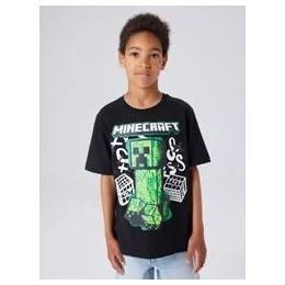 T-Shirt name it "NKMDI MINECRAFT SS NREG TOP BOX NOOS BFU", Jungen, Gr. 146/152, schwarz, Jersey, Obermaterial: 100% Baumwolle, bedruckt, unifarben, Basic h&uuml;ftbedeckend, Rundhals, Shirts T-Shirt