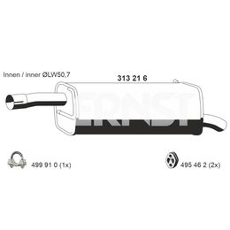Ernst Endschalld&auml;mpfer 313216 hinten f&uuml;r Ford