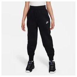 Jogginghose Nike SPORTSWEAR "CLUB FLEECE BIG KIDS' (GIRLS') HIGH-WAISTED FITTED PANTS", M&auml;dchen, Gr. M (140/146), N-Gr, schwarz-wei&szlig; (schwarz, schwarz, wei&szlig;), Obermaterial: 80% Baumwolle, 20% Polyester, Hosen Jogginghose