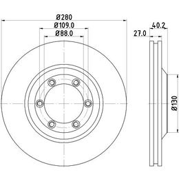 Hella Bremsscheibe 8dd355115231 280mm 27mm f&uuml;r CHEVROLET ISUZU