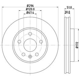 Hella Bremsscheibe 8dd355116031 296mm 30mm f&uuml;r HOLDEN BUICK SAAB TOYOTA