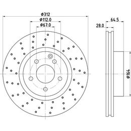 Hella Bremsscheibe 8dd355127941 Gelocht 312mm 28mm f&uuml;r Mercedes