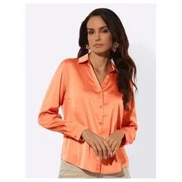 CR&Eacute;ATION L Satinbluse CREATION L, Damen, Gr. 38, papaya, 97% Polyester, 3% Elasthan, unifarben, V-Ausschnitt, Blusen