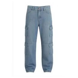 Stoffhose 2Y STUDIOS "2Y Studios 2Y Aidan Cargo Baggy Jeans", Herren, Gr. 34, Normalgr&ouml;&szlig;en, vintage blau, 100% Baumwolle, unifarben, normal, Hosen Stoffhose