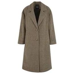 Winterjacke Urban Classics "Urban Classics Ladies Oversized Plaid Coat", Damen, Gr. XL, unionbeige, schwarz, 61% Polyester, 34% Polyacryl, 5% Sonstige Fasern, unifarben, oversize, amerikanischer Ausschnitt, Jacken Winterjacke