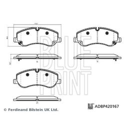 Blue Print Bremsbelagsatz, Scheibenbremse adbp420167 Vorderachse f&uuml;r MAXUS