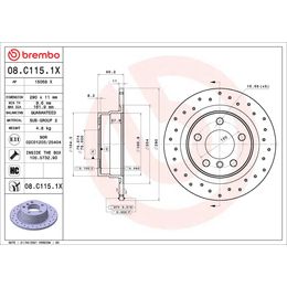 Brembo Bremsscheibe 08c1151x Gelocht 290mm 11mm f&uuml;r BMW