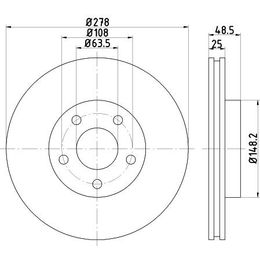 Hella Bremsscheibe 8dd355128461 278mm 25mm f&uuml;r Volvo (CHANGAN) Ford MAZDA