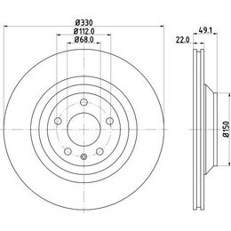 Hella Bremsscheibe 8dd355128321 330mm 22mm f&uuml;r Audi (FAW) VW