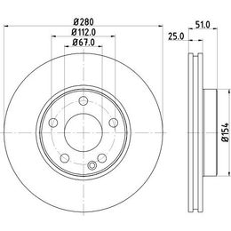Hella Bremsscheibe 8dd355129671 280mm 25mm f&uuml;r Mercedes