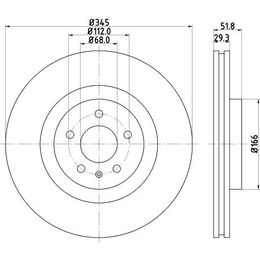 Hella Bremsscheibe 8dd355128731 Vorderachse 345mm 30mm f&uuml;r VW