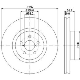 Hella Bremsscheibe 8dd355117921 Vorderachse bel&uuml;ftet 316mm 30mm f&uuml;r Subaru