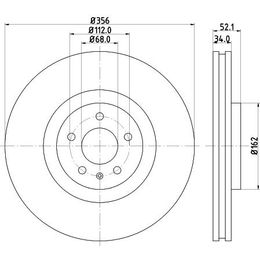 Hella Bremsscheibe 8dd355129371 356mm 34mm f&uuml;r Skoda VW (SVW) Audi SEAT