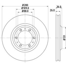 Hella Bremsscheibe 8dd355106001 280mm 26mm f&uuml;r HOLDEN Opel Vaughall ISUZU