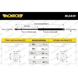 Monroe Gasfeder, Koffer-/Laderaum 11356505 f&uuml;r Audi