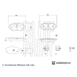 Blue Print Bremsbelagsatz, Scheibenbremse adbp420214 Hinterachse f&uuml;r MINI BMW (BRILLIANCE)