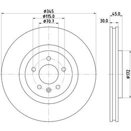 Hella Bremsscheibe 8dd355133421 345mm 30mm f&uuml;r Opel