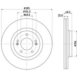 Hella Bremsscheibe 8dd355134391 305mm 25mm f&uuml;r KIA HYUNDAI