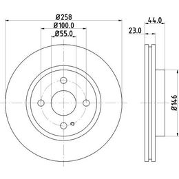 Hella Bremsscheibe 8dd355128851 Vorderachse bel&uuml;ftet 258mm 23mm f&uuml;r MAZDA Ford ASIA & OCEANIA (CHANGAN)