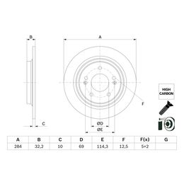 Bosch Bremsscheibe 0986479g77 voll 284mm 10mm f&uuml;r KIA